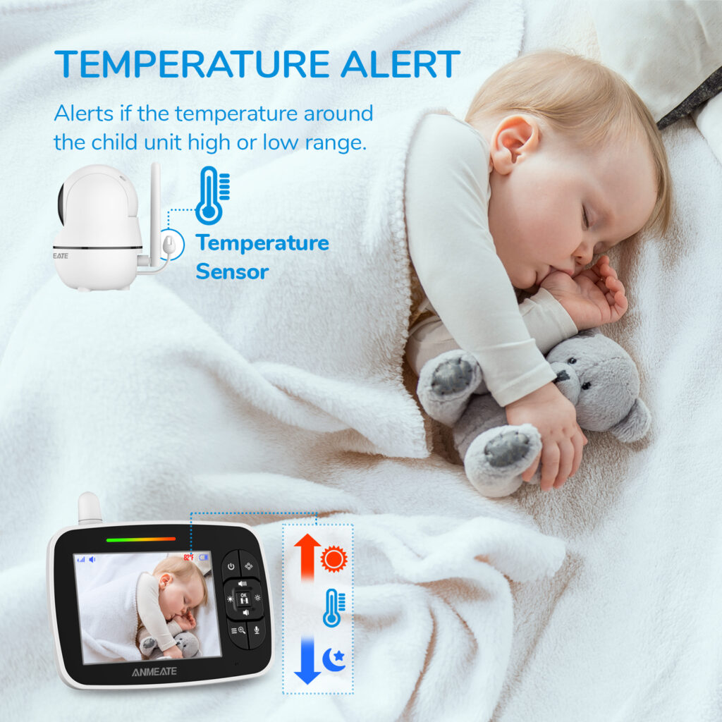 Baby Monitor with Remote Pan-Tilt-Zoom Camera, 3.5” Large Display Video ...